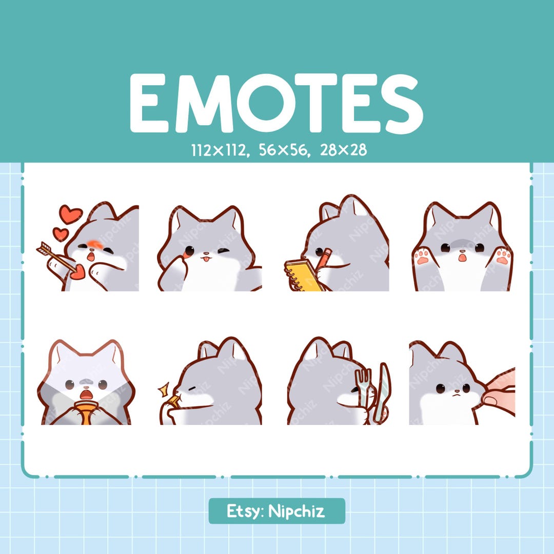Wolf Emotes | Cute Emoji Pack | 8 Wolf Emotes for Streaming | Bundle ...