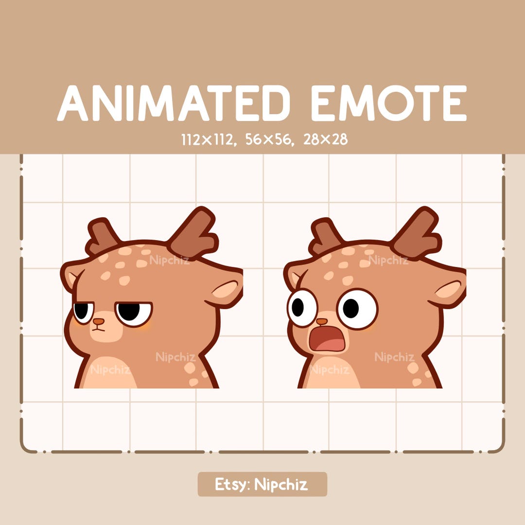 Animated Emote Chibi Deer is Suddenly Shocked / Kawaii Cute Emote ...