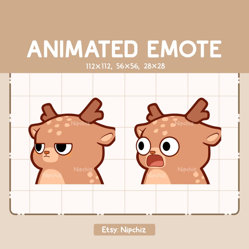 Animated Emote Chibi Deer is Suddenly Shocked / Kawaii Cute Emote ...