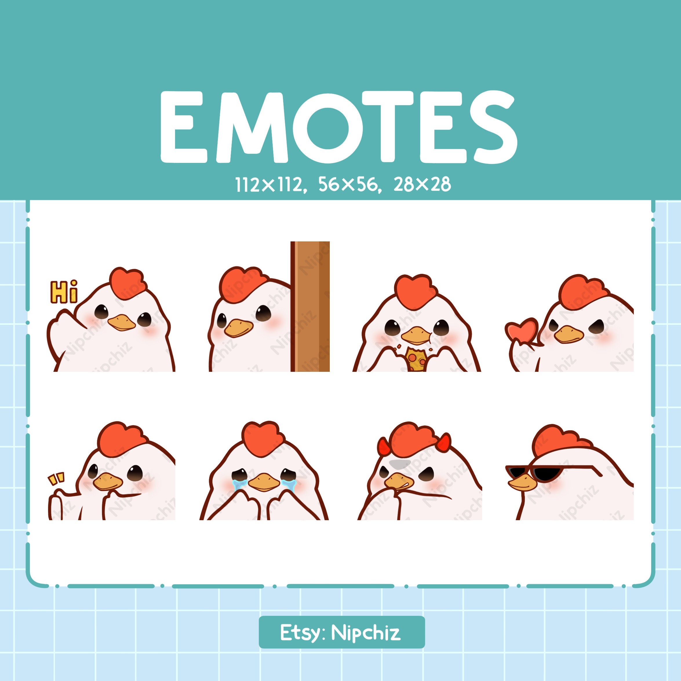 Cute Chicken Emotes 8 Pack / Chibi Chicken Emotes for Streamer / Kawaii ...