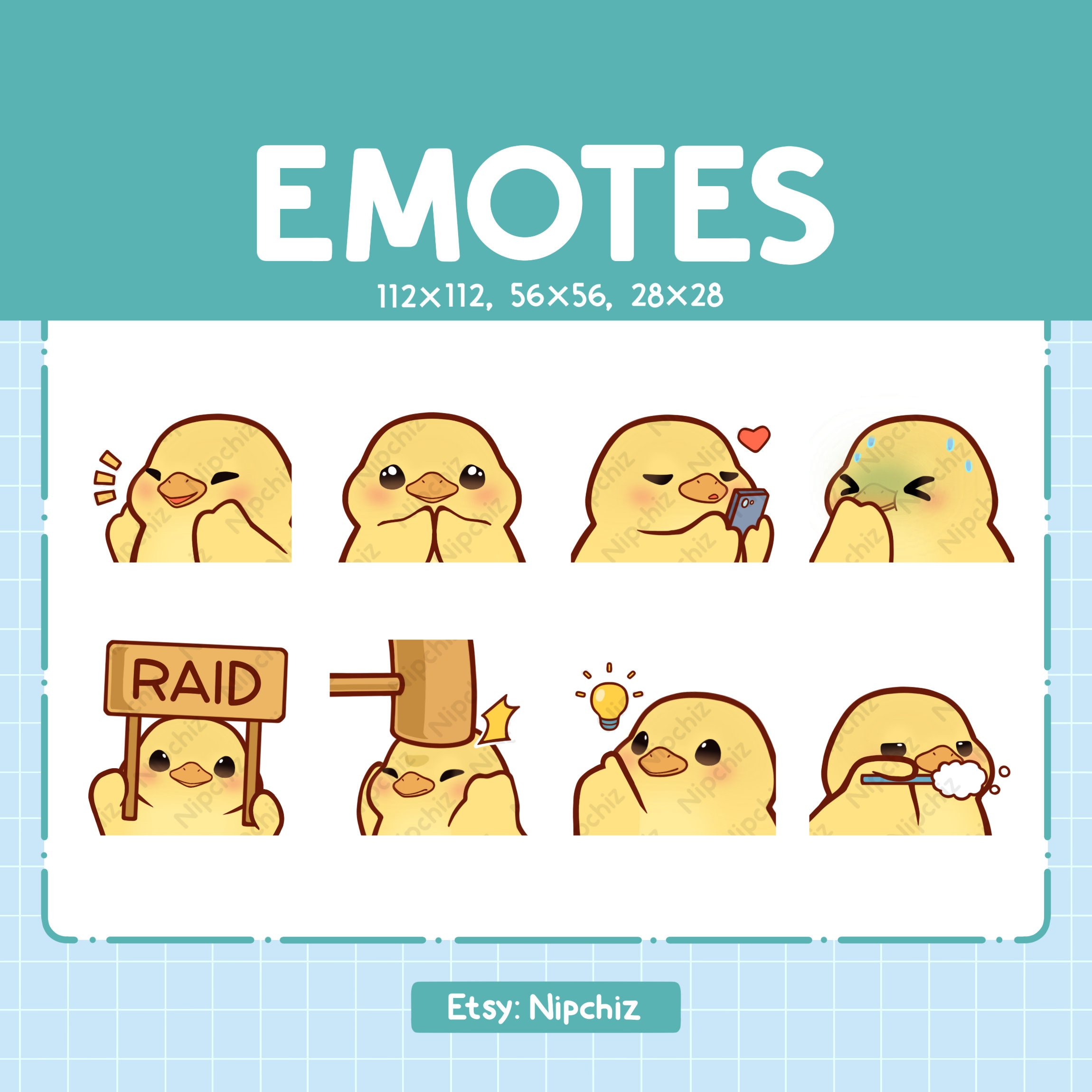 Chick Emotes 8 Pack / Chibi Chick Emotes for Streamer / Kawaii Emoji ...