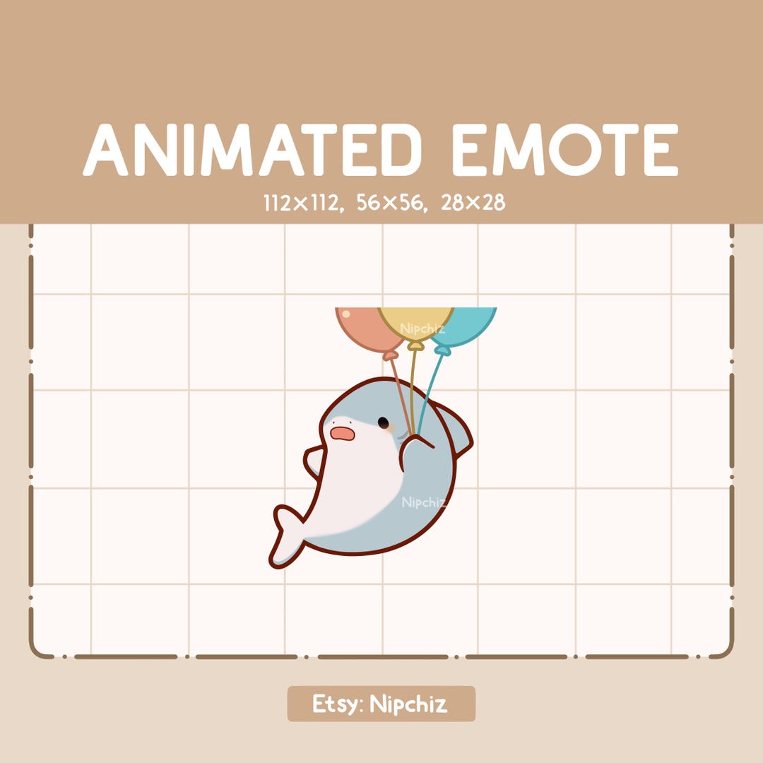 Animated Emote Shark is Holding a Bunch of Colorful Balloons and Flying ...