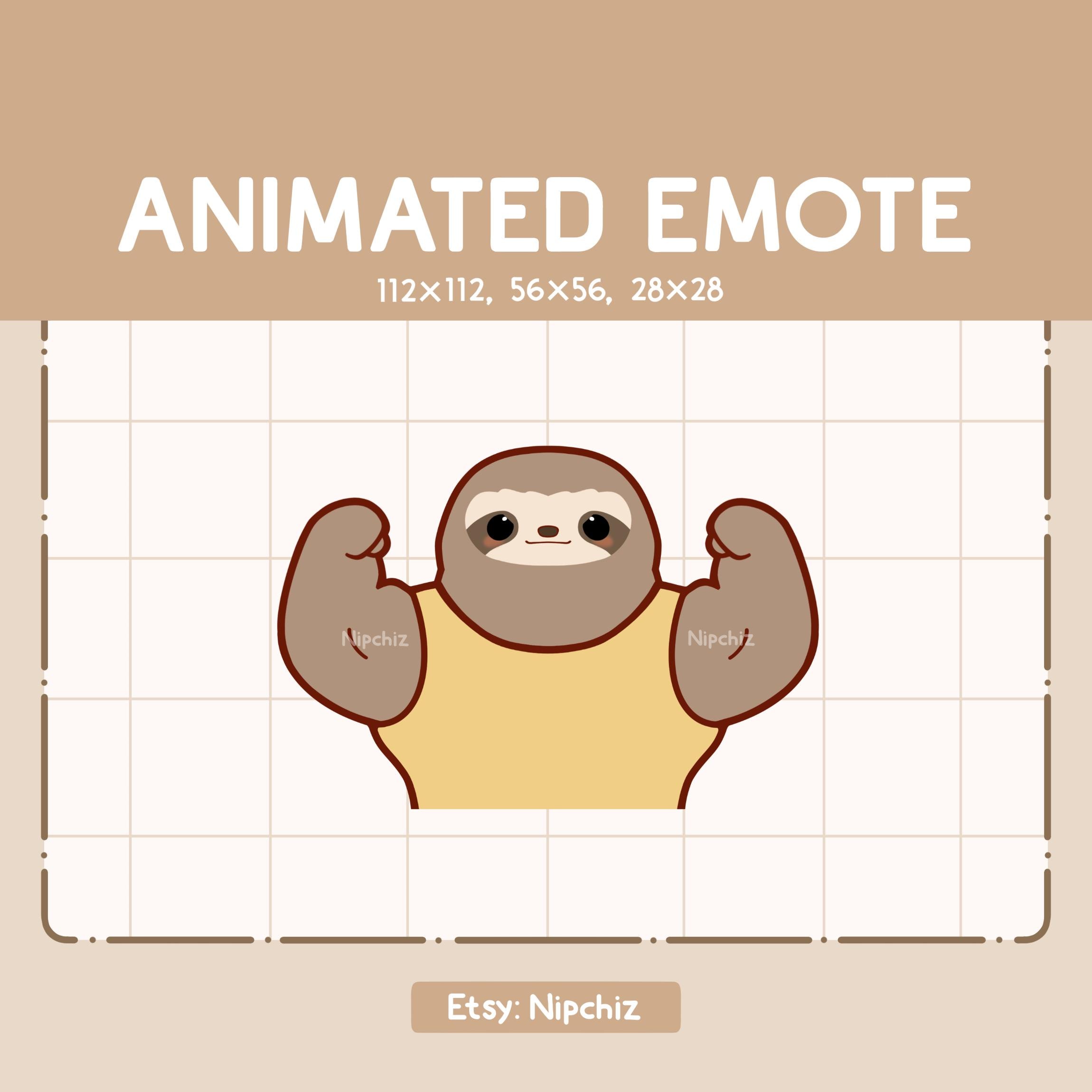 Animated Emote Sloth is Flexing His Muscle / Kawaii Emote / Adorable ...