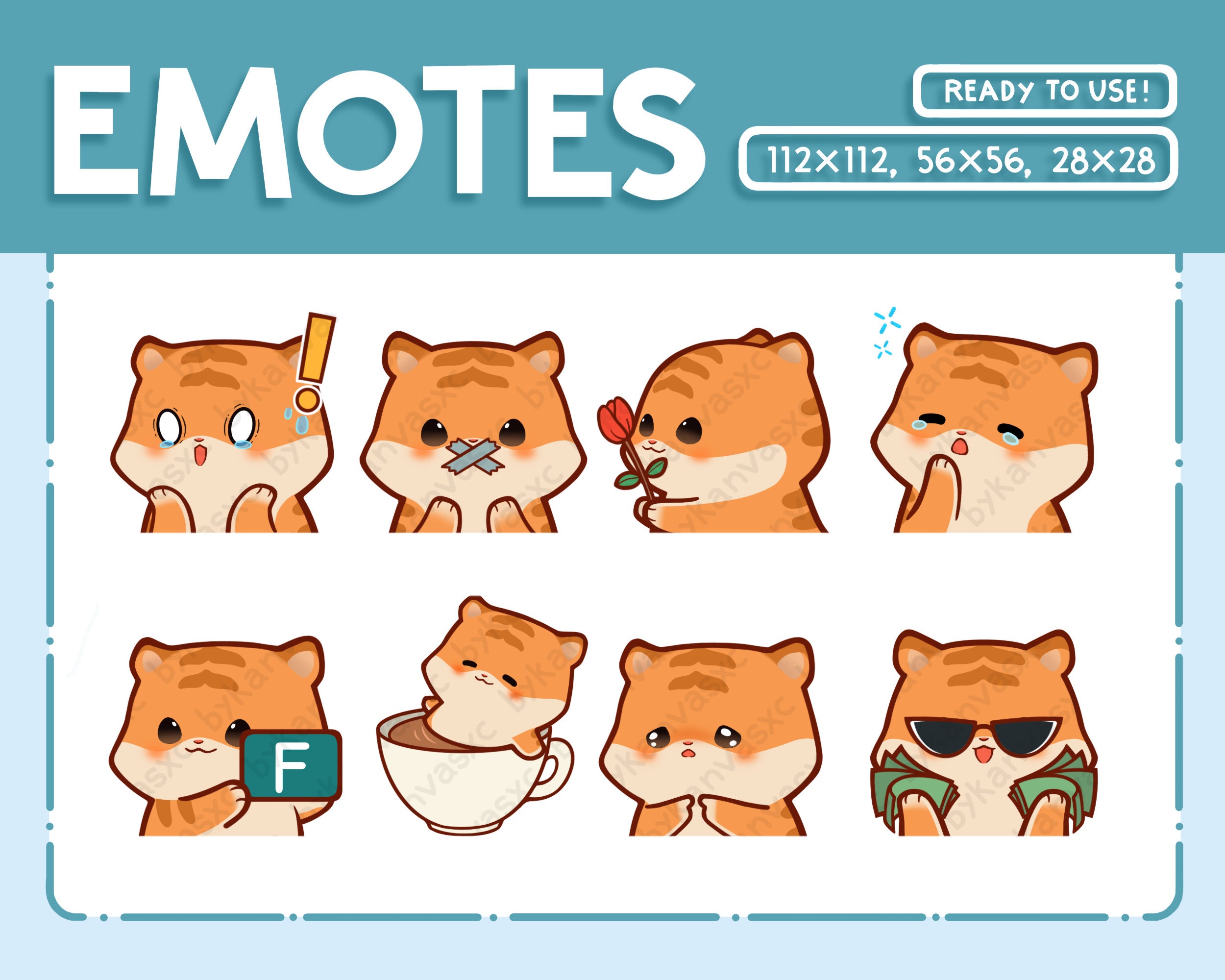 Emotes Tiger 8 Cute Emotes for Streaming Digital Chibi - Etsy