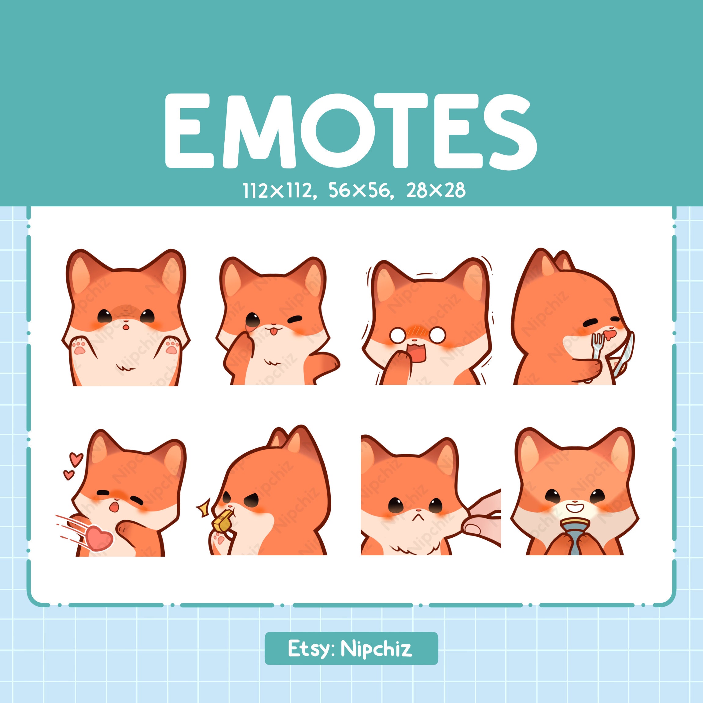 Fox Emotes Cute Emoji Pack 8 Fox Emotes for Streaming Bundle Emotes - Etsy