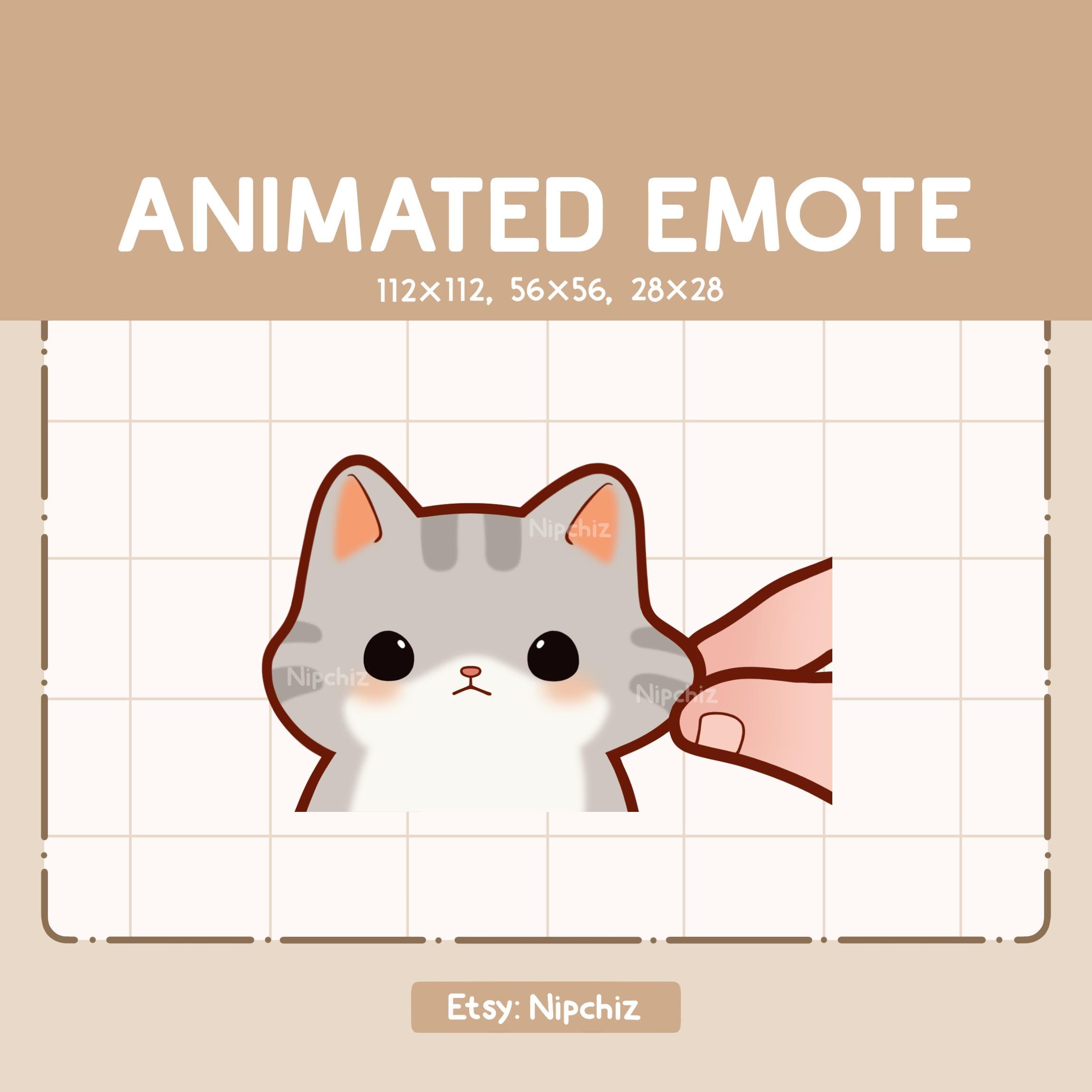 Animated Emote Adorable Gray Tabby Cat Getting Pinched in the Cheek ...