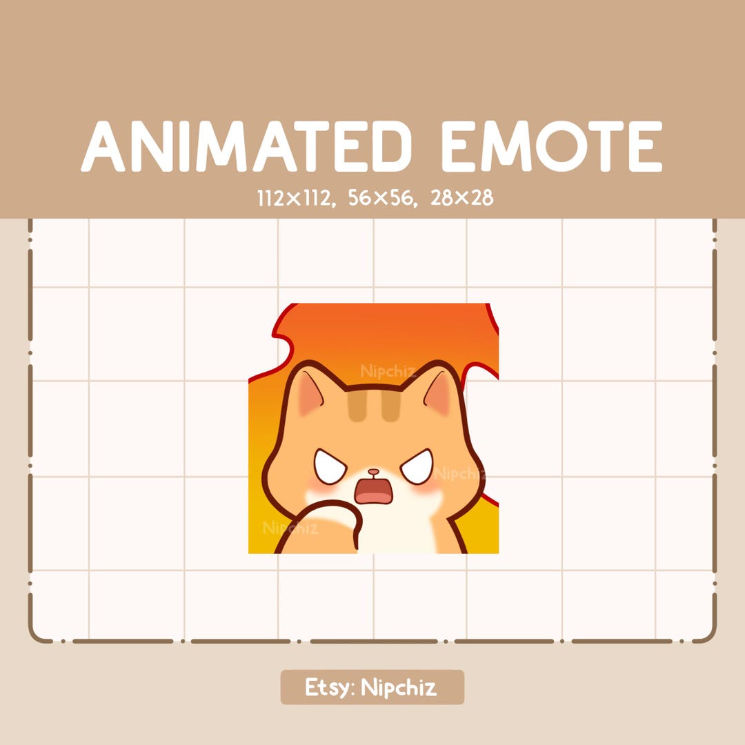 Animated Emote / Orange Tabby Cat on Fire / Kawaii Cute Emote / Ready ...
