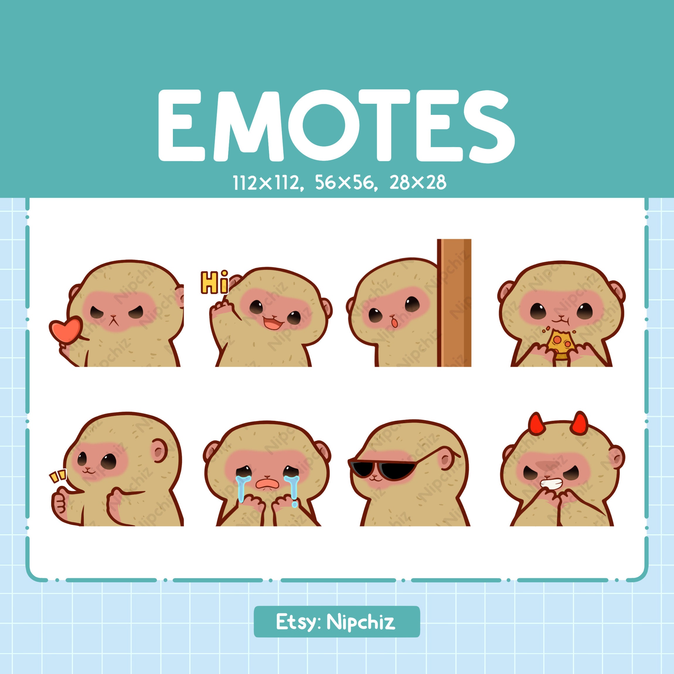 Monkey Emotes 8 Pack / Chibi Monkey Emotes for Streamer / - Etsy