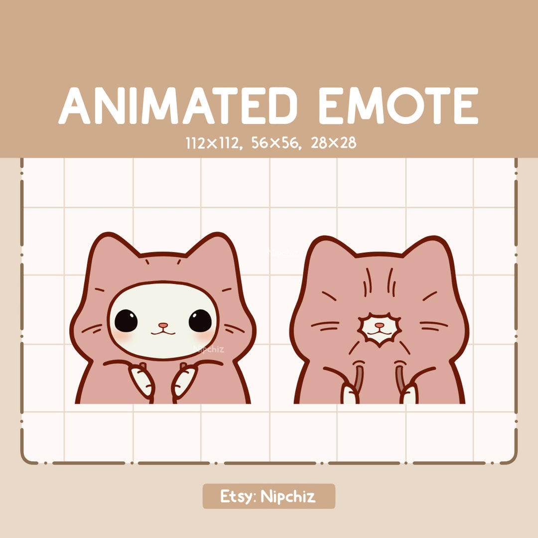 Animated Emote Cute White Cat is Hiding and Revealing His Face With His ...