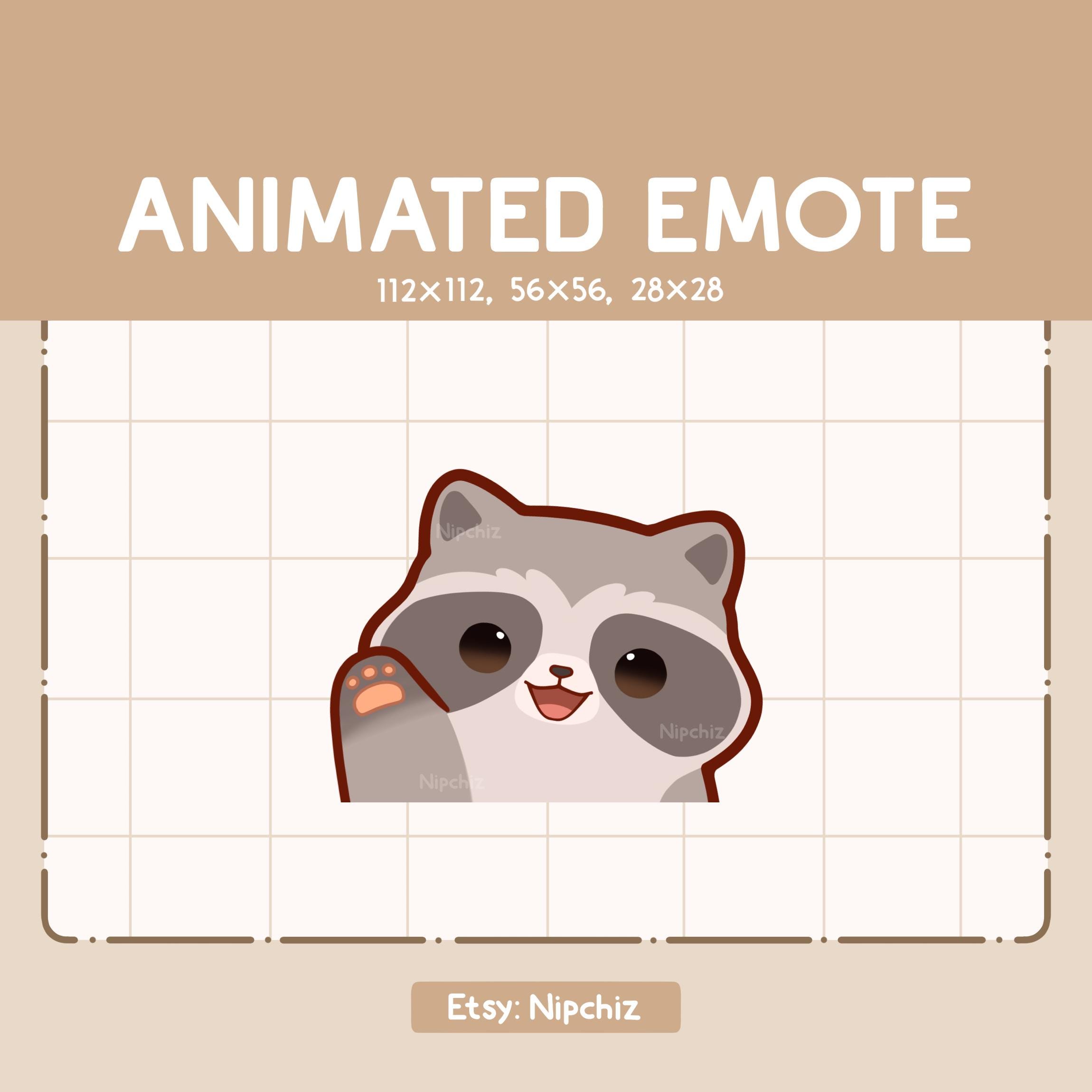 Animated Emote Cute Raccoon Waving / Hello Emote / Adorable Chibi Emote ...