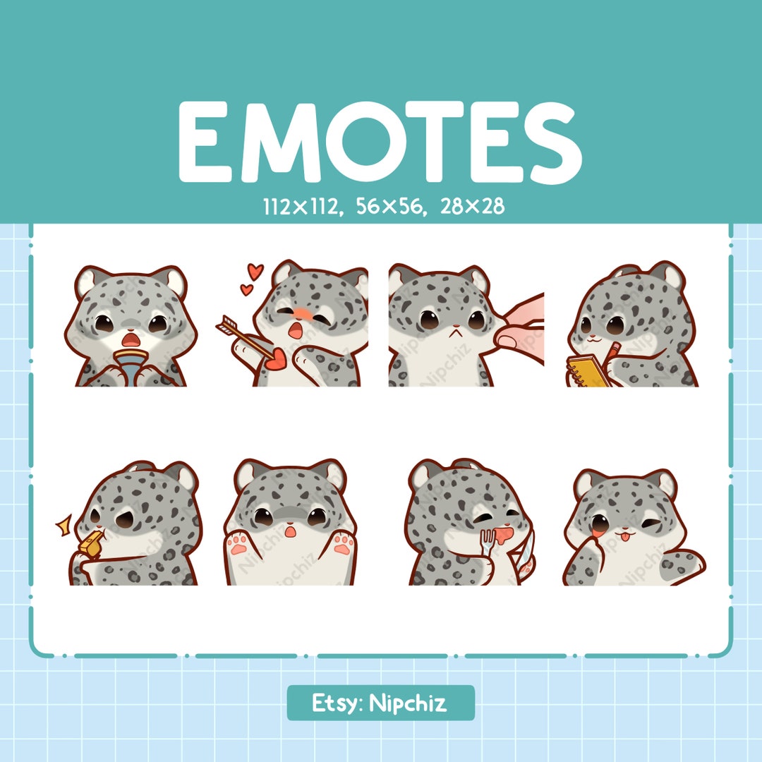 Snow Leopard Emotes / 8 Cute Snow Leopard Bundle / Emotes for Streamer ...