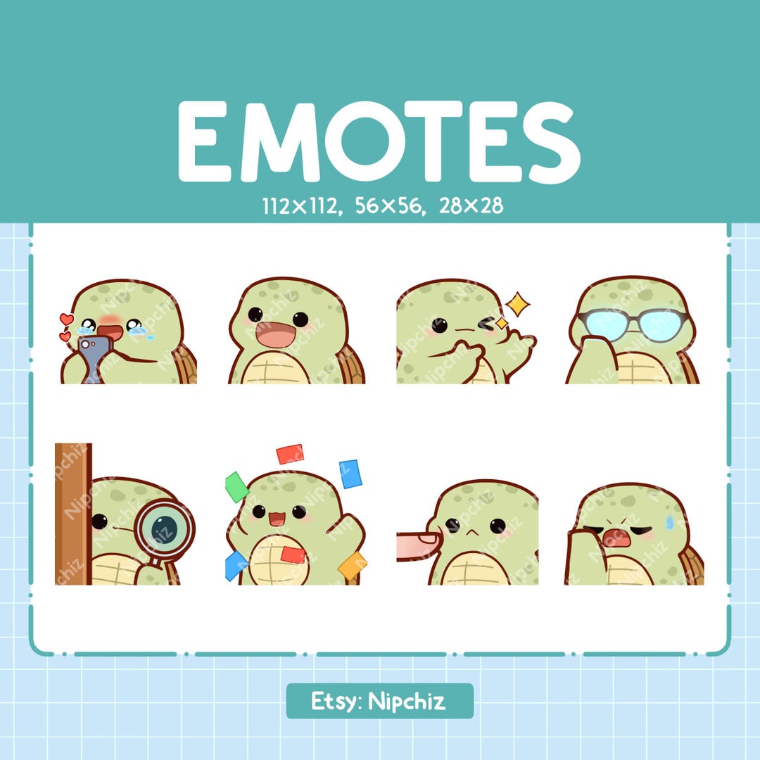 Cute Turtle Emotes | 8 Emotes for Streamer | Cute Turtle Emote Pack ...