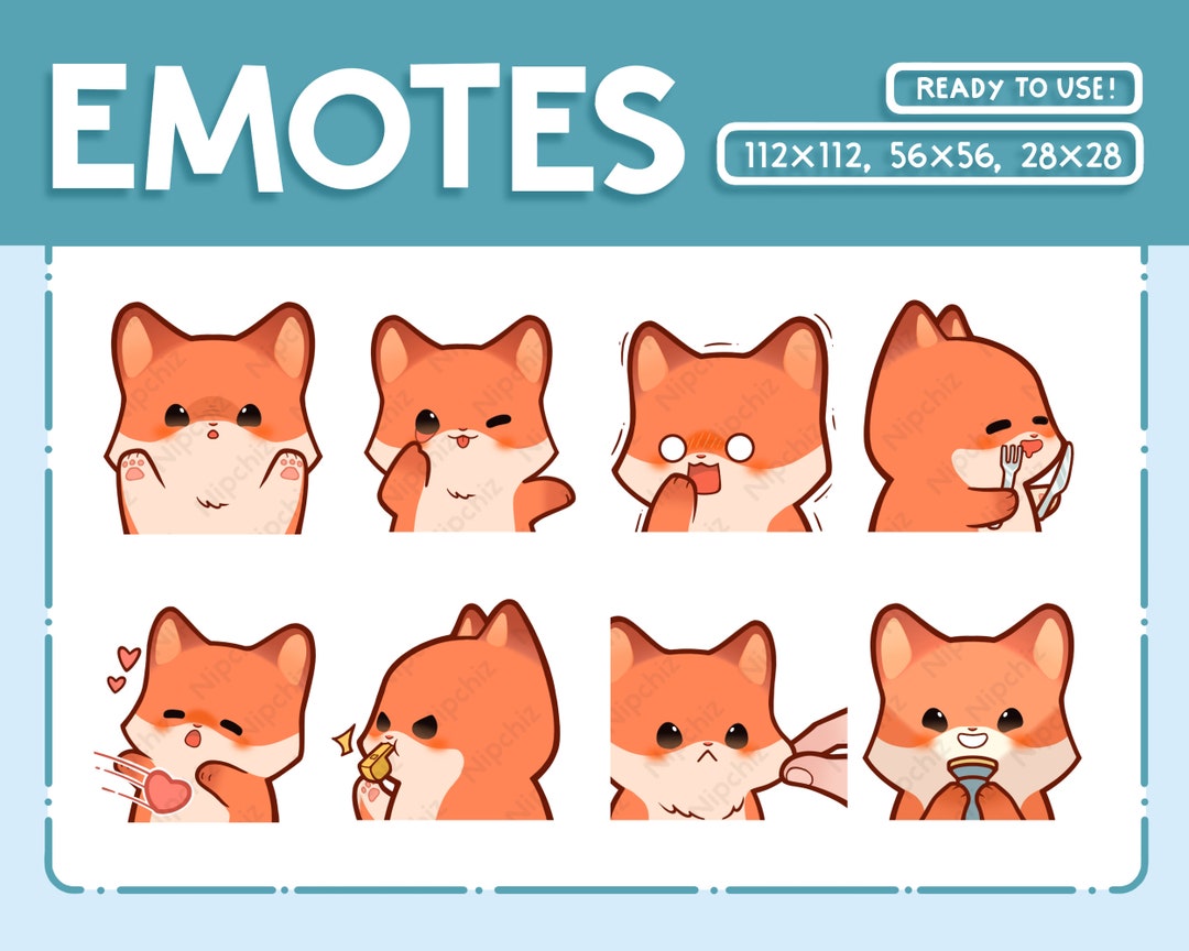 Fox Emotes Cute Emoji Pack 8 Fox Emotes for Streaming - Etsy
