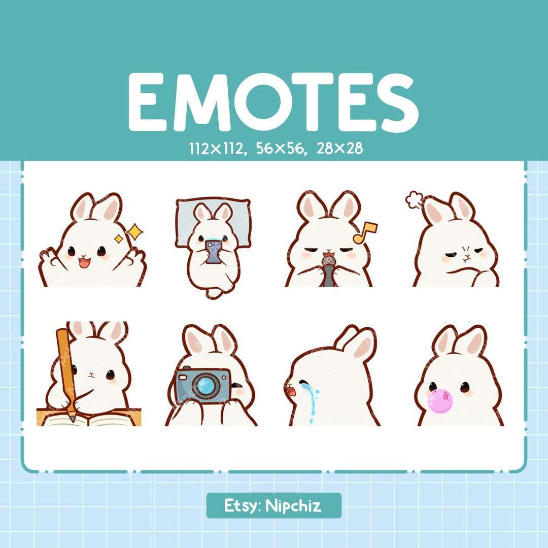 Rabbit Bundle | Emotes for Streaming | 8 Cute Rabbit Emotes | Kawaii ...