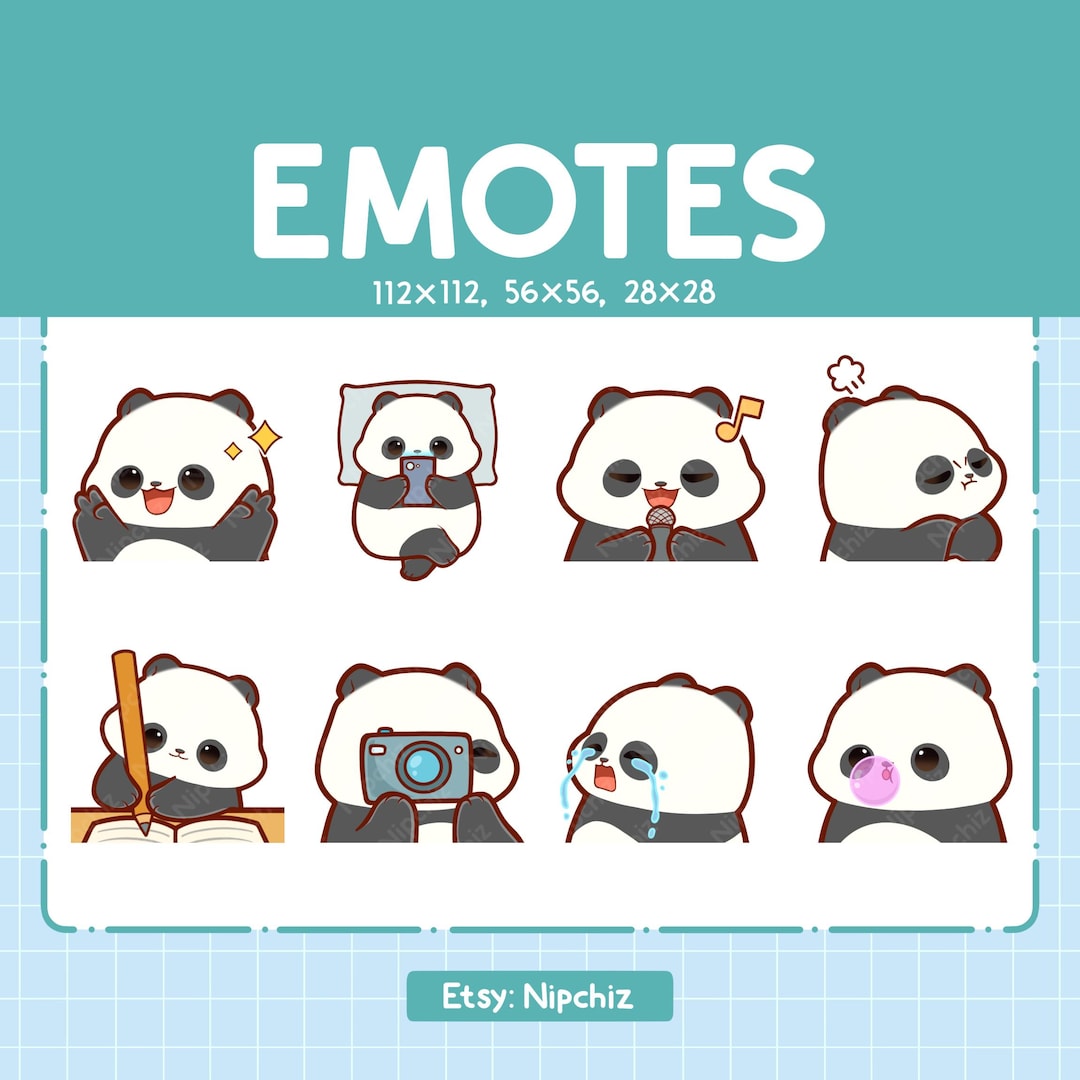 Panda Emotes / Cute Emoji Pack / 8 Panda Emotes for Streaming / Bundle ...