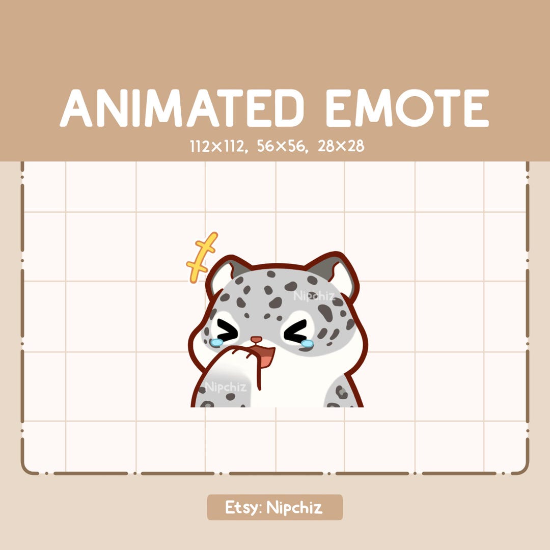 Animated Emote Snow Leopard is Laughing - Cartoon Funny Emote - Kawaii ...