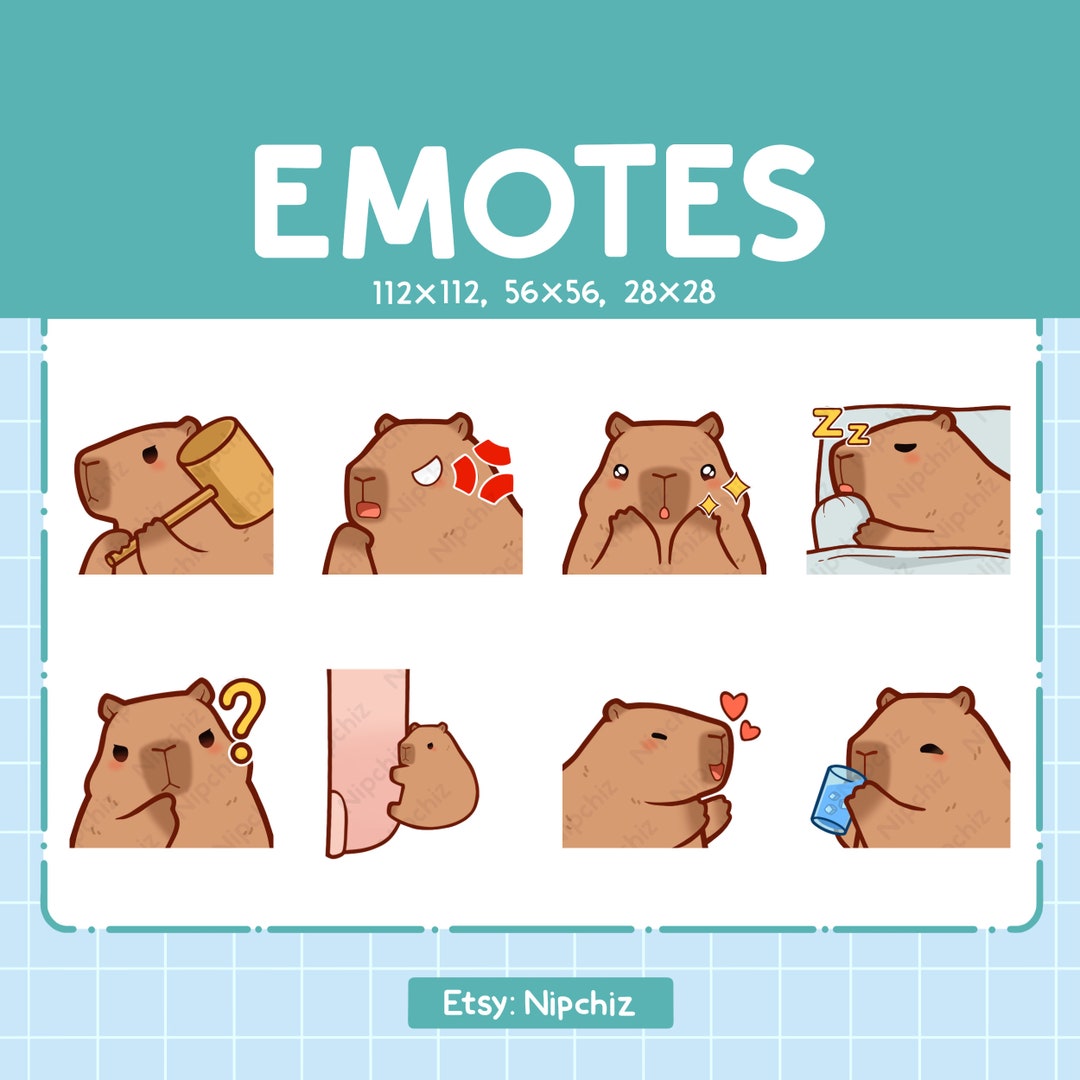 Capybara Emotes | 8 Cute Capybara Bundle | Emotes for Streamer Kawaii ...