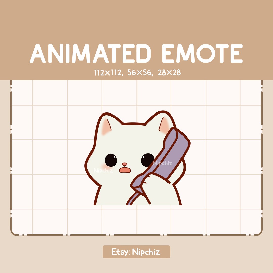 Animated Emote Chibi White Cat is Talking Through A Telephone / Emote ...