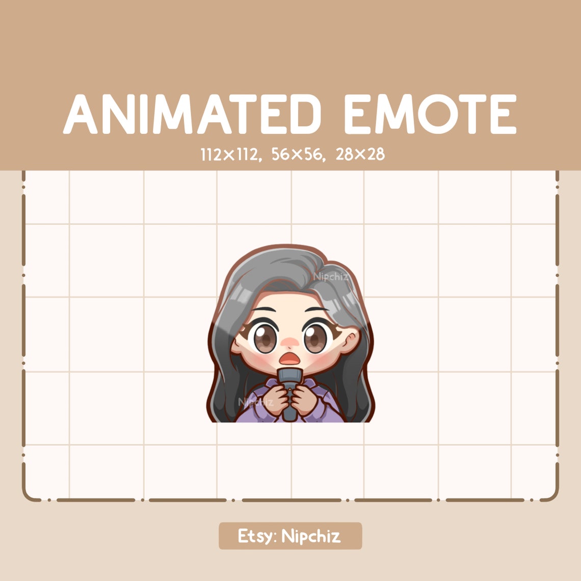 Animated Emote Girl Long Straight Black Hair Flashlight Face / Scary ...