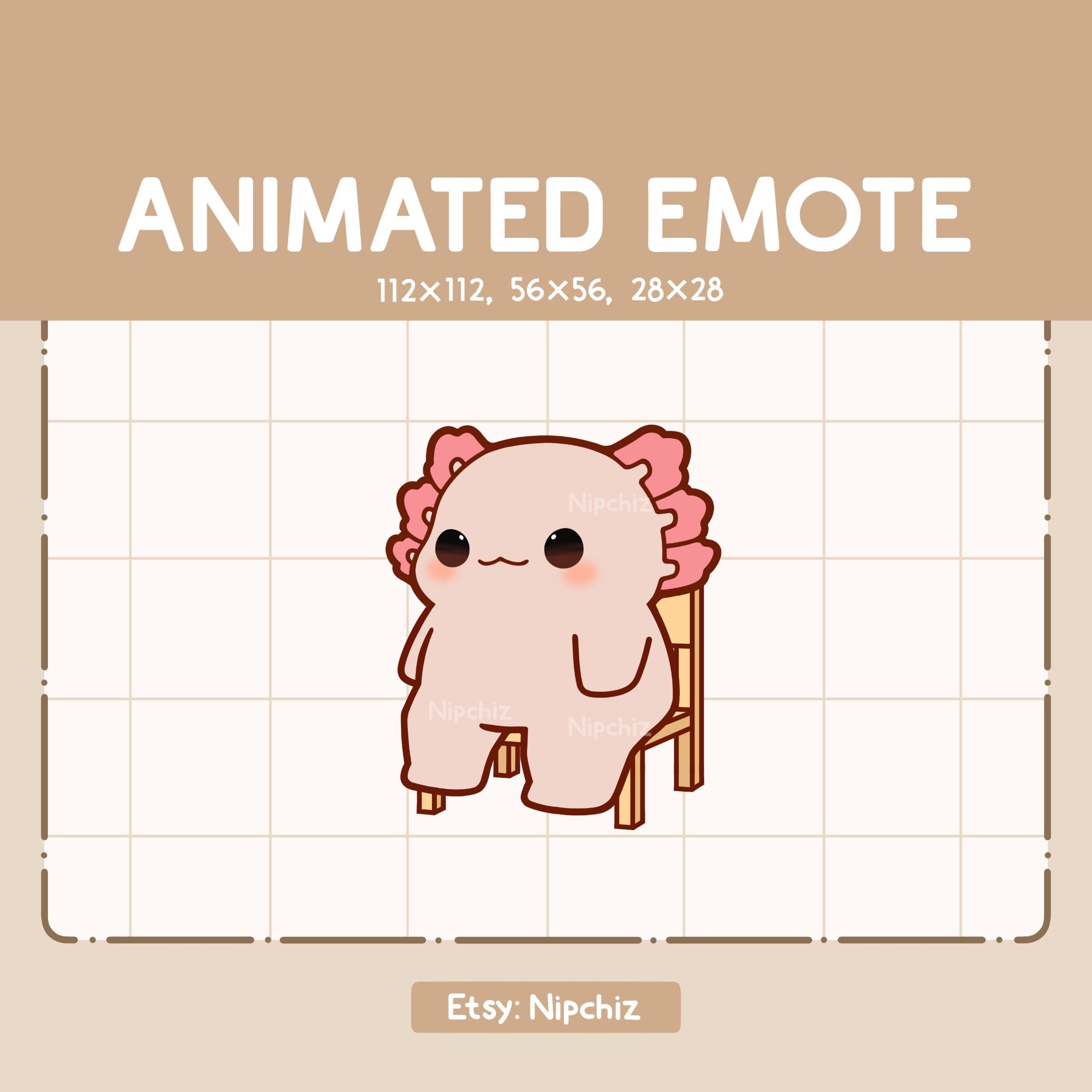 Animated Emote Adorable Axolotl is Sitting on a Chair and Moving Its ...