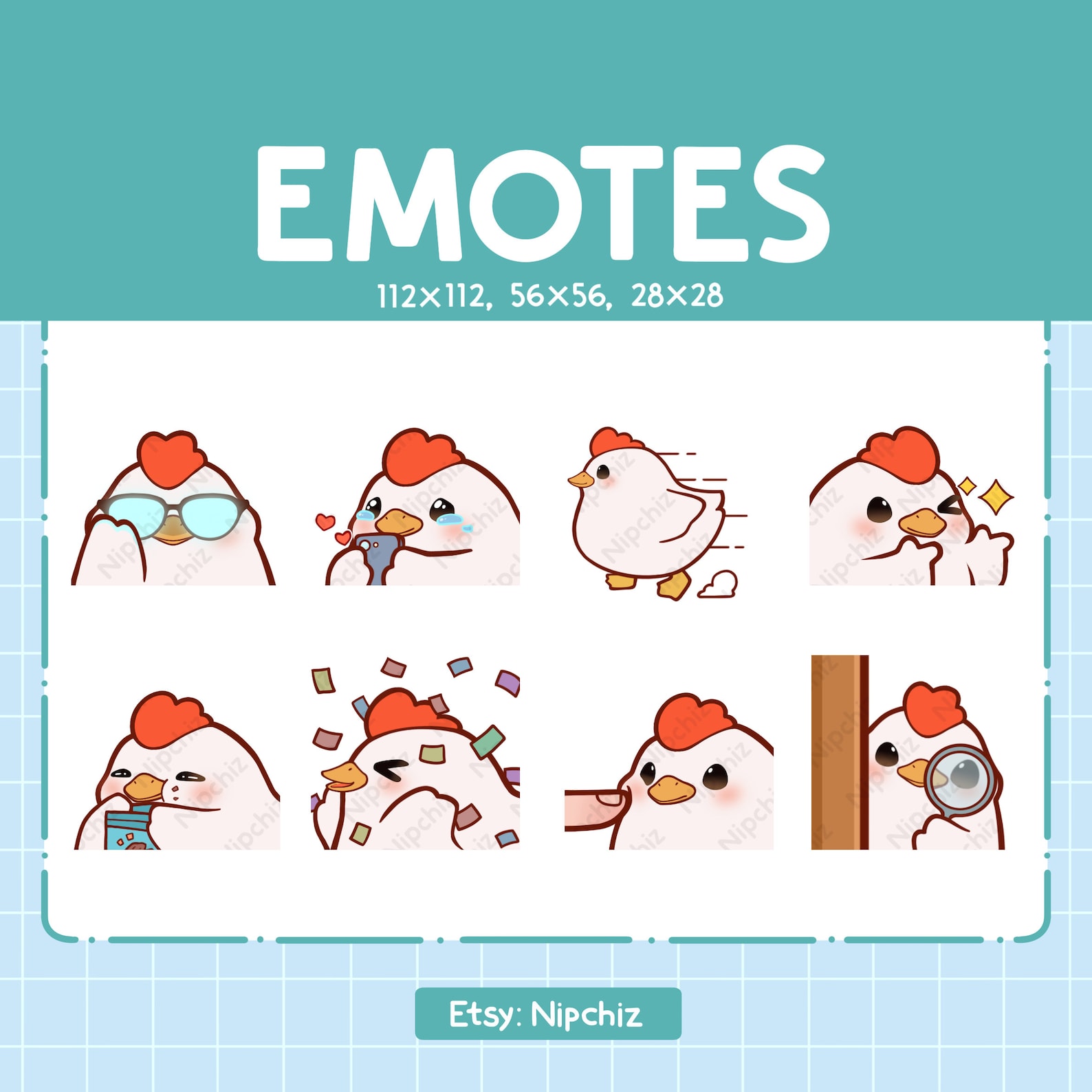 Cute Chicken Emotes | 8 Emotes for Streamer | Cute Chicken Emote Pack ...