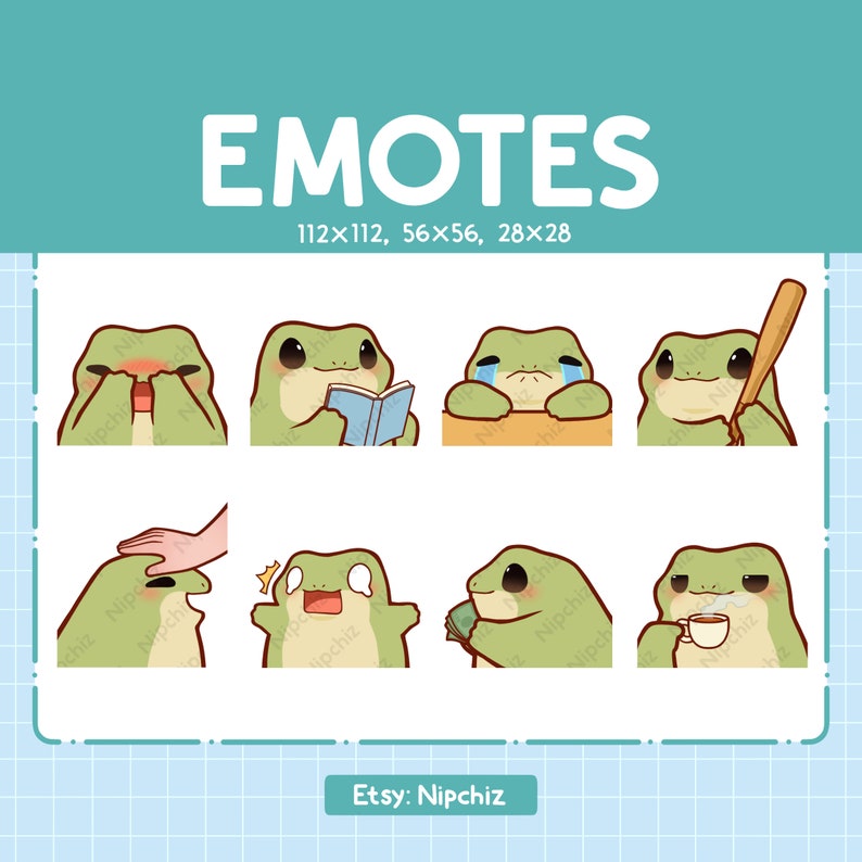 Kawaii Frog Emotes 8 Cute Emotes for Streamer Chibi Frog Emoji Bundle ...
