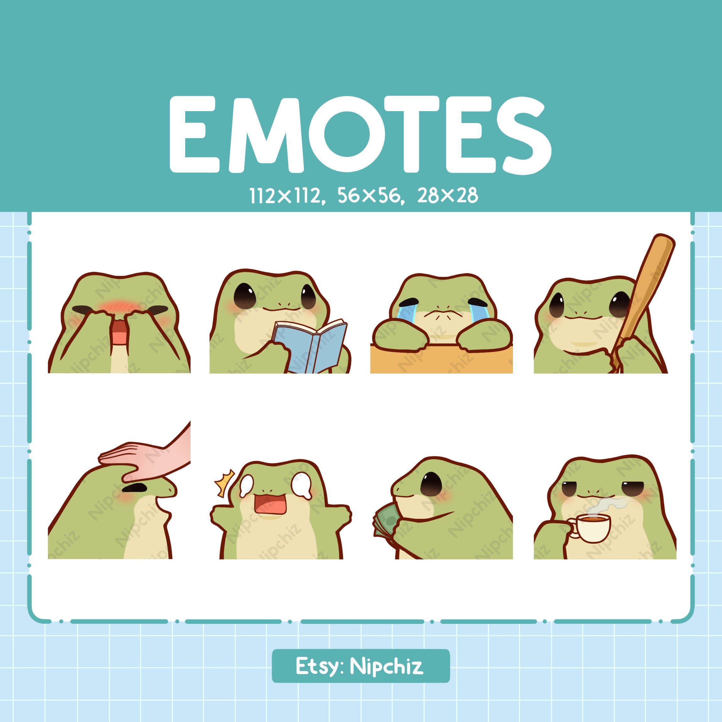 Kawaii Frog Emotes 8 Cute Emotes for Streamer Chibi Frog Emoji Bundle ...