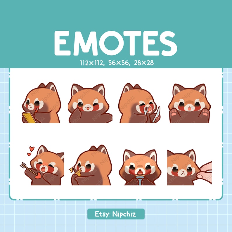 Red Panda Emotes / Cute Emoji Pack / 8 Red Panda Emotes for Streaming ...