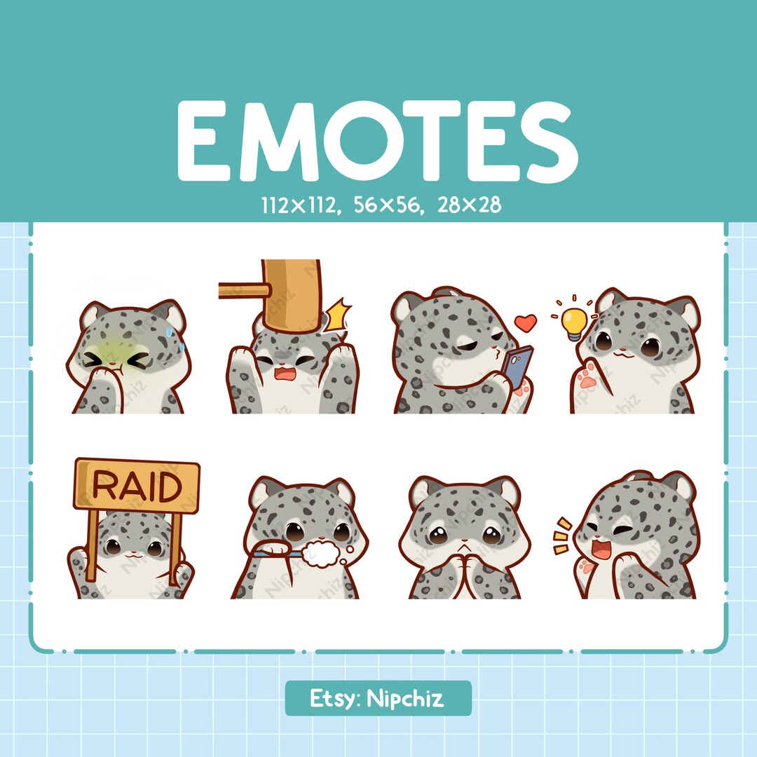 Snow Leopard Emotes / Cute Emoji Pack / 8 Snow Leopard Emotes for ...