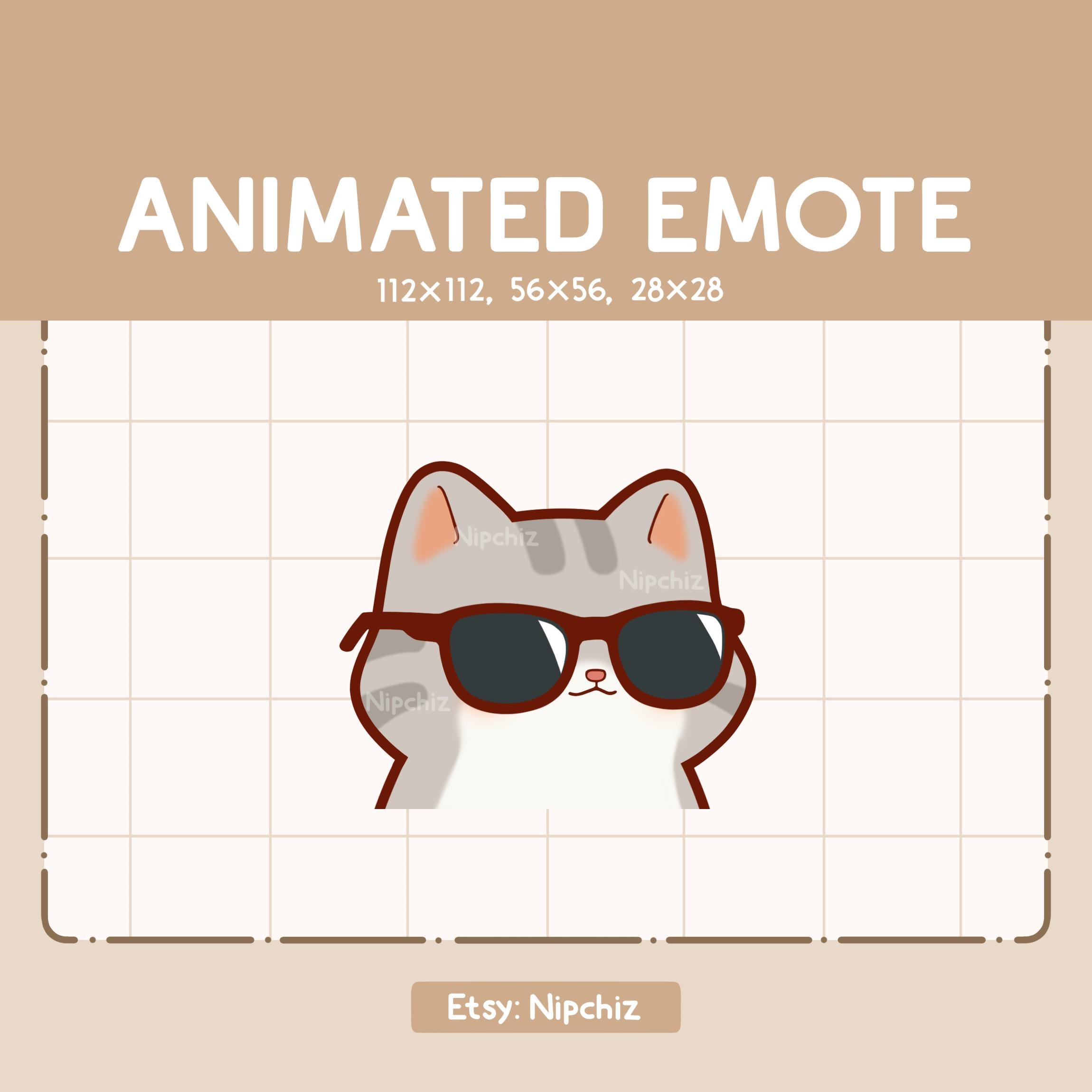 Animated Emote Chibi Gray Tabby Cat With Black Sunglasses is Vibing by ...