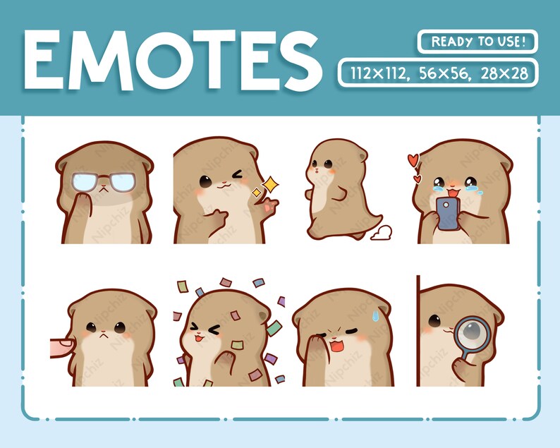 Cute Otter Emotes 8 Pack Chibi Otter Emotes for Streamer - Etsy