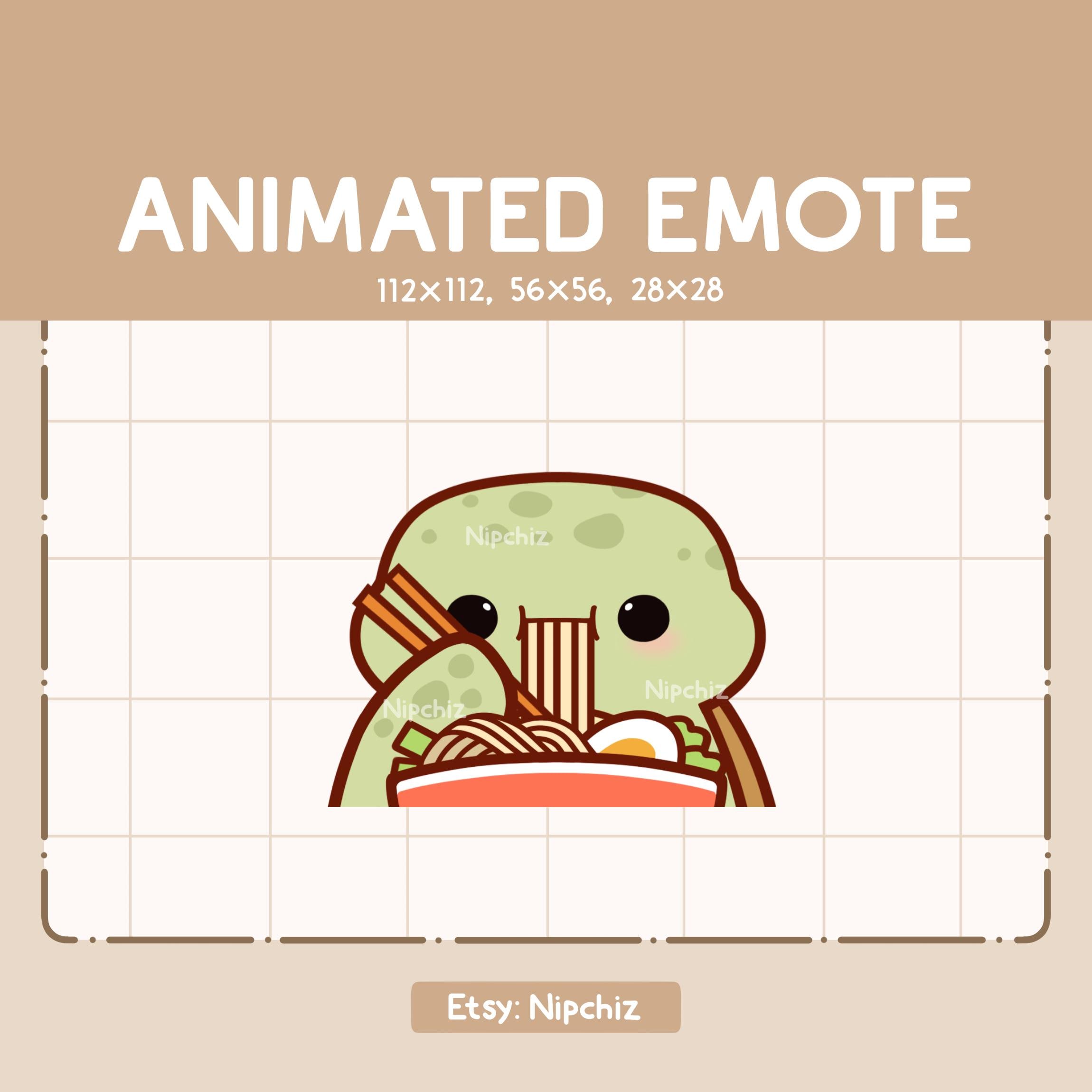 Animated Emote Cute Turtle is Eating Ramen Noodles / Kawaii Emote ...