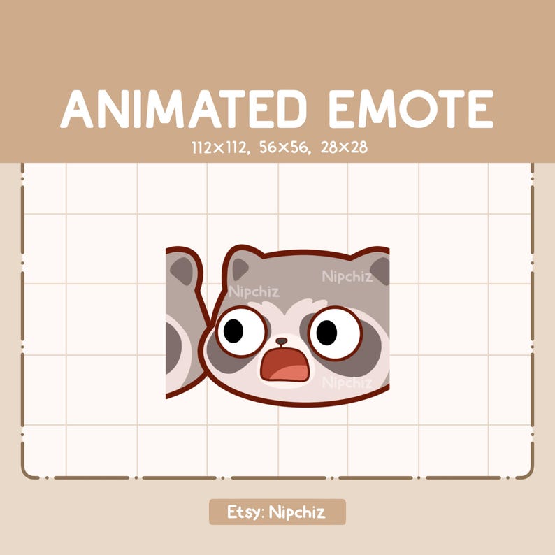 Animated Emote Chibi Shocked Raccoon is Surprised / Kawaii Cute Emote ...