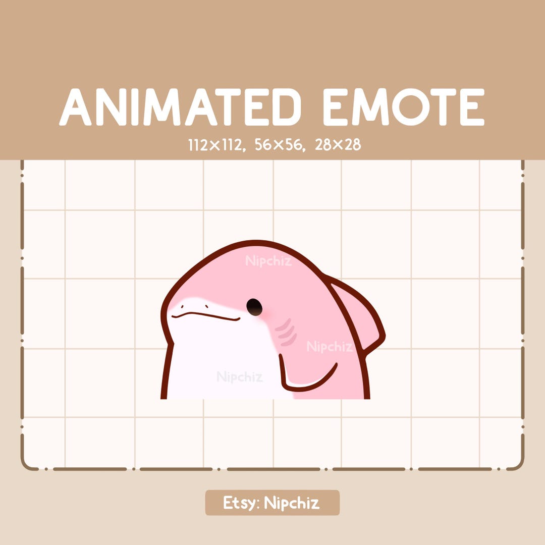 Animated Emote Cute Pink Shark Walking Forward / Adorable Cartoon Emote ...