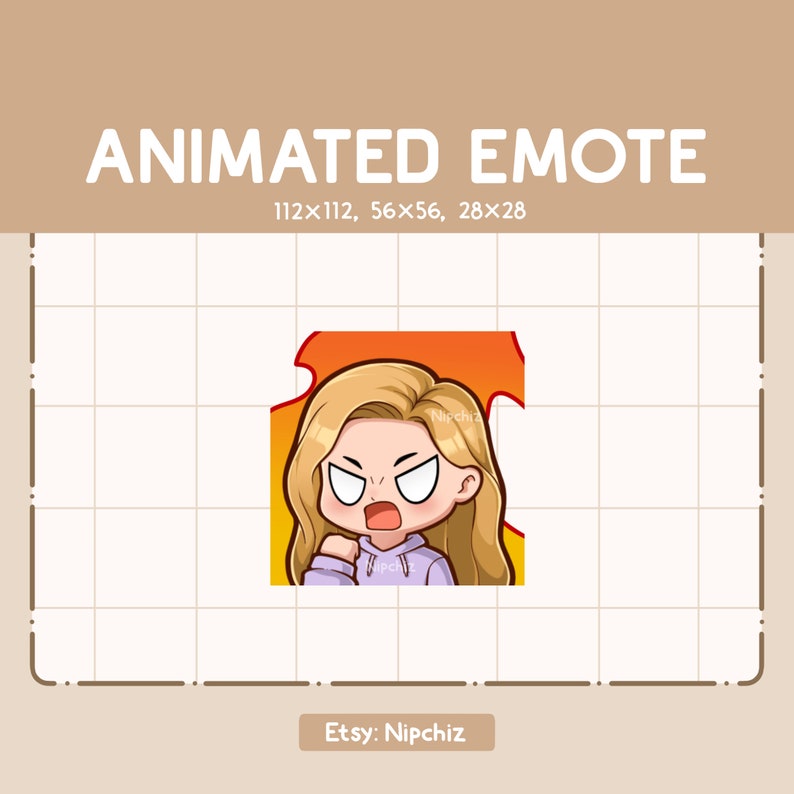 Animated Emote Girl Long Straight Blonde Hair With Fire - Funny Emote ...