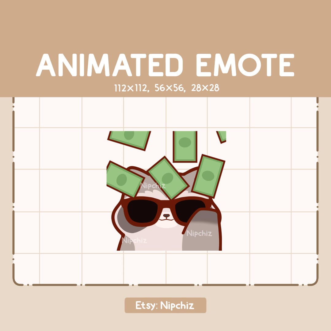Animated Emote Cute Fancy Raccoon With the Cool Glasses / Kawaii ...