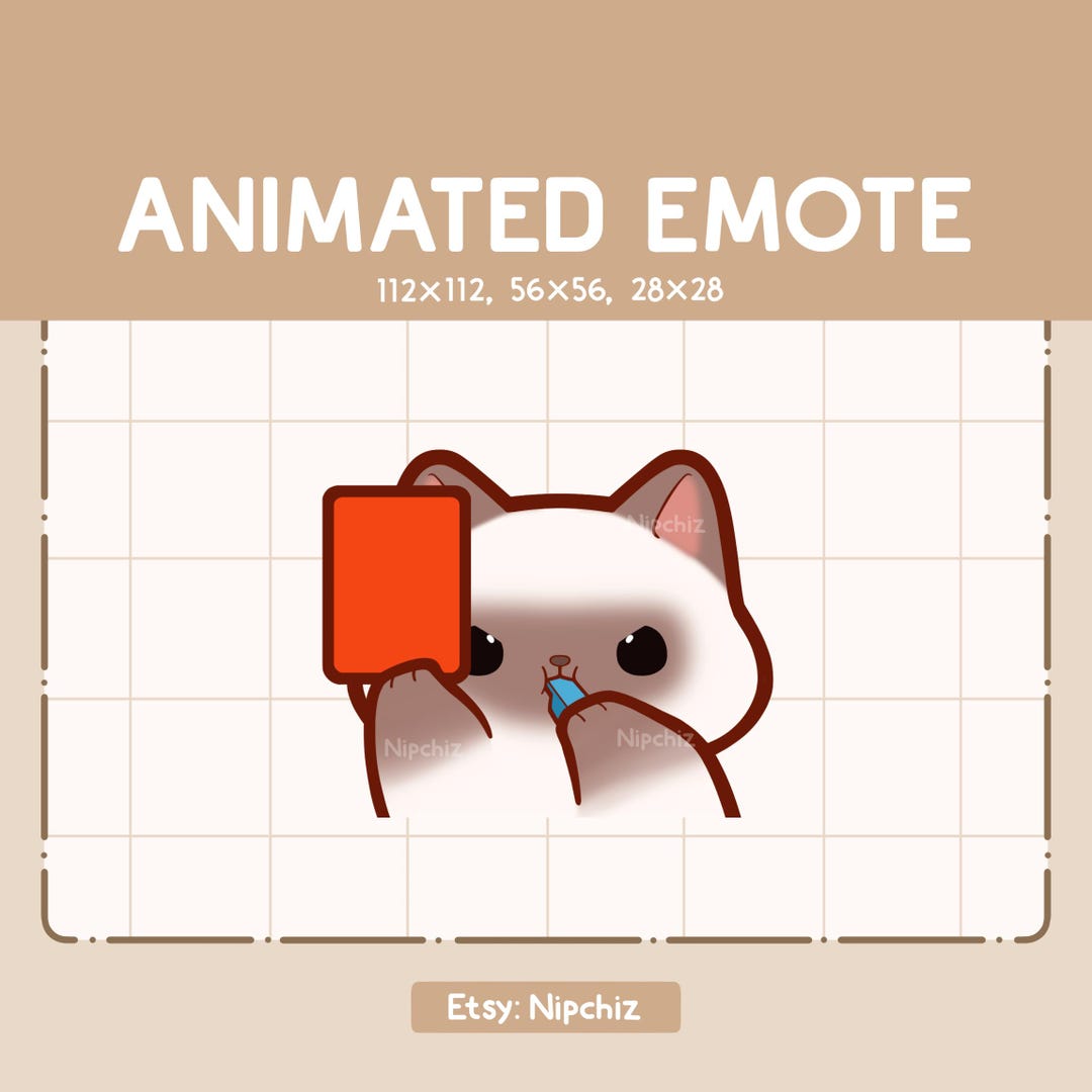 Animated Emote Cute Siamese Cat Blowing Whistle and Showing a Red Card ...