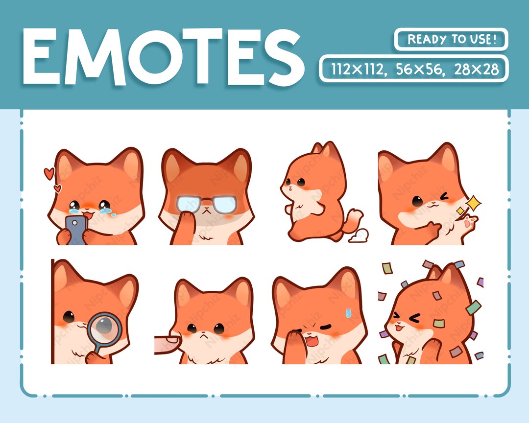Cute Fox Emotes 8 Pack Chibi Fox Emotes for Streamer - Etsy