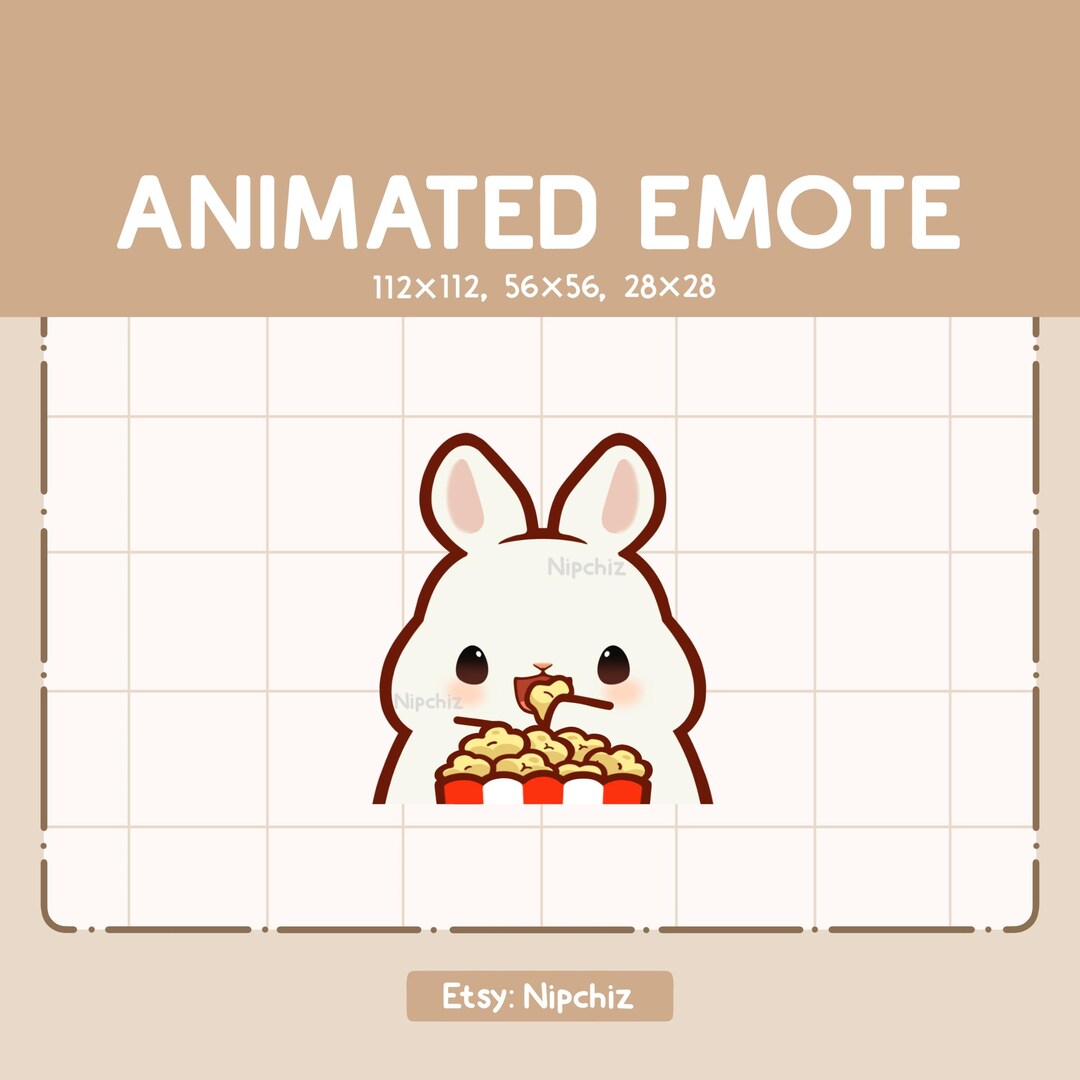 Animated Emote Rabbit is Eating a Cup of Popcorn - Adorable Chibi Emote ...