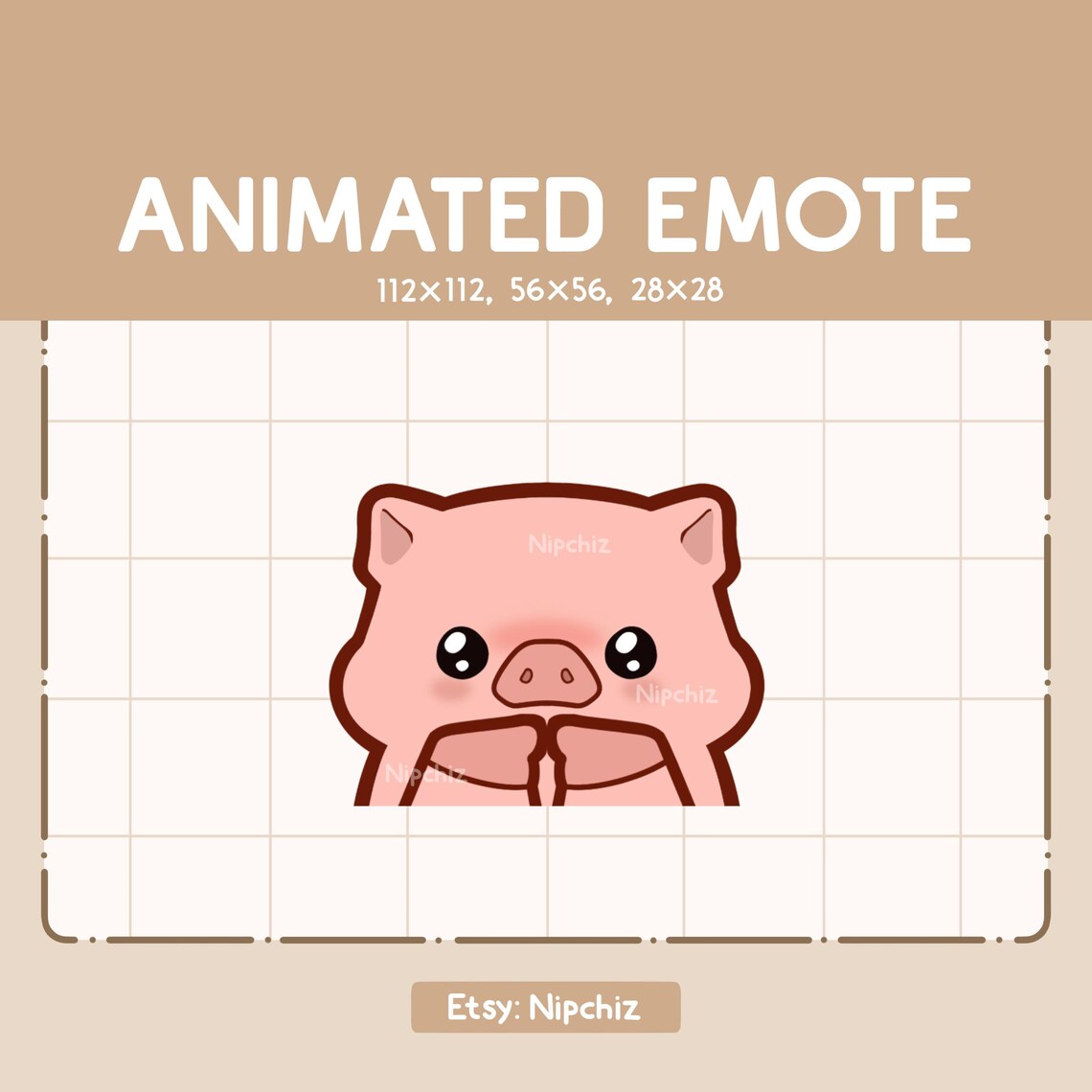 Animated Emote Cute and Adorable Pig Shy and Begging - Chibi Cartoon ...