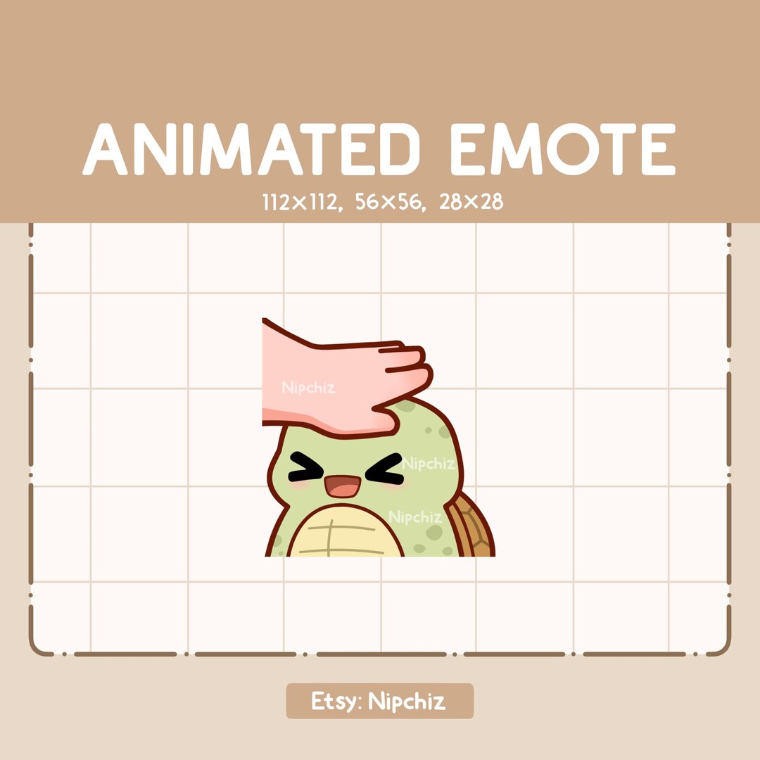 Animated Emote Adorable Hand and Happy Turtle - Cartoon Emote - Funny ...