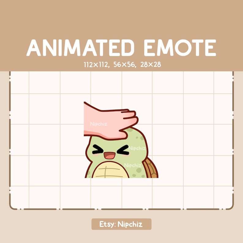Animated Emote Adorable Hand and Happy Turtle - Cartoon Emote - Funny ...