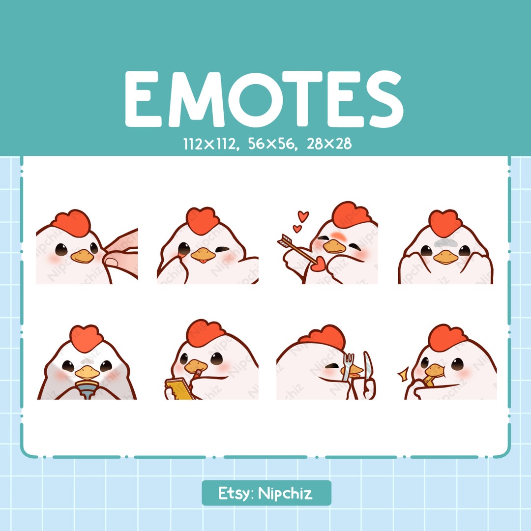 Kawaii Chicken Emotes (8) – Cute Emotes for Streamer – Chibi Chicken ...