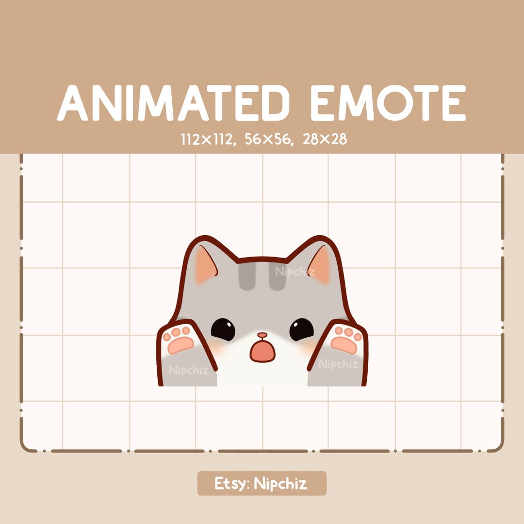 Animated Emote Cute Gray Tabby Cat is Suddenly Appear and Surprising ...