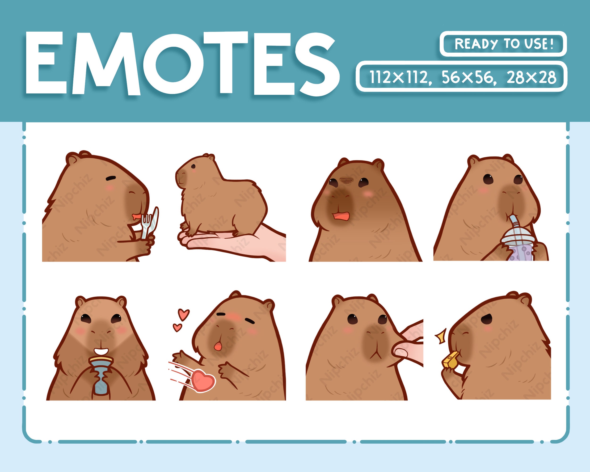 Cute Capybara Emotes 8 Pack Chibi Capybara Emotes for - Etsy
