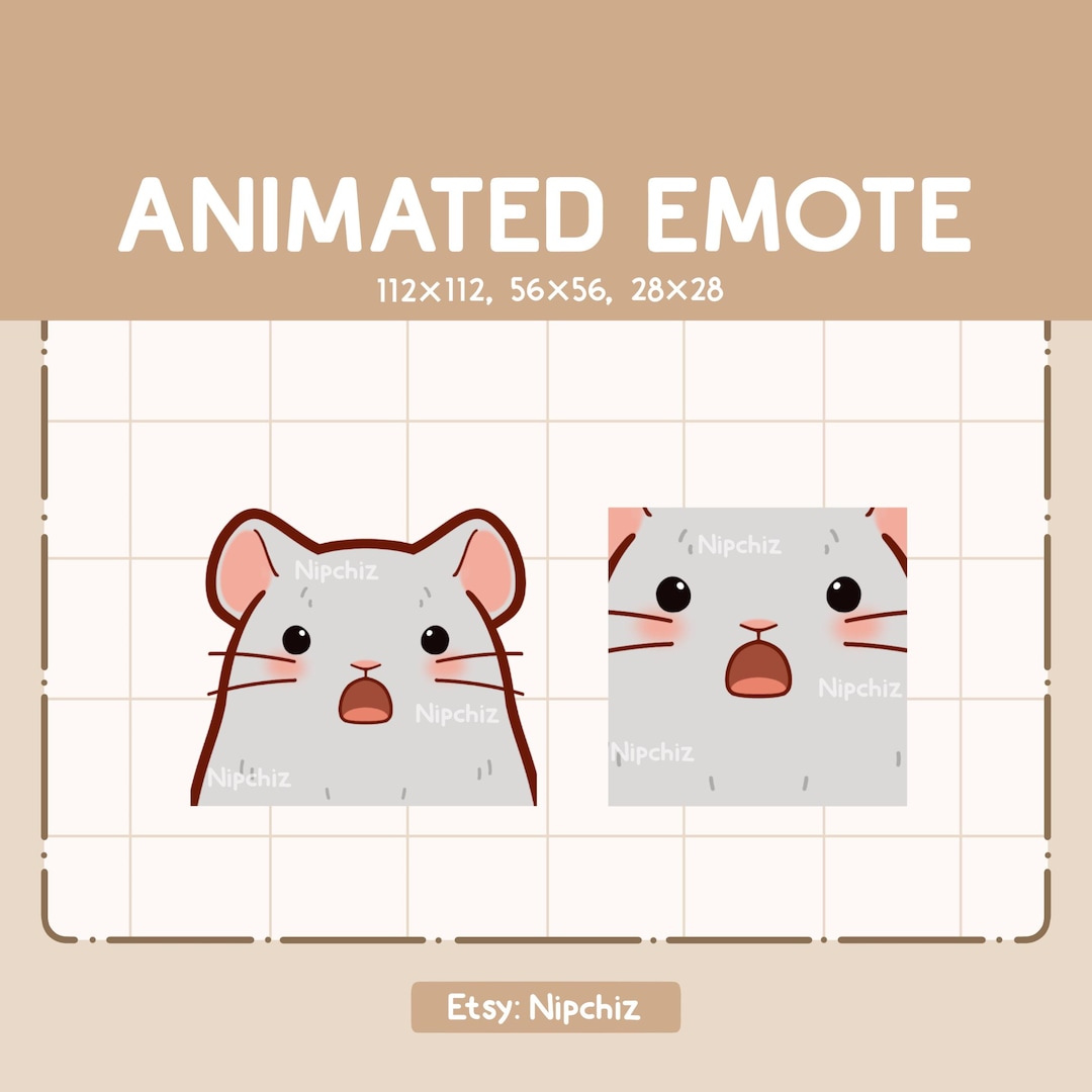 Animated Emote Cute Zoomed in Gray Mouse is Being Astonished / Cartoon ...