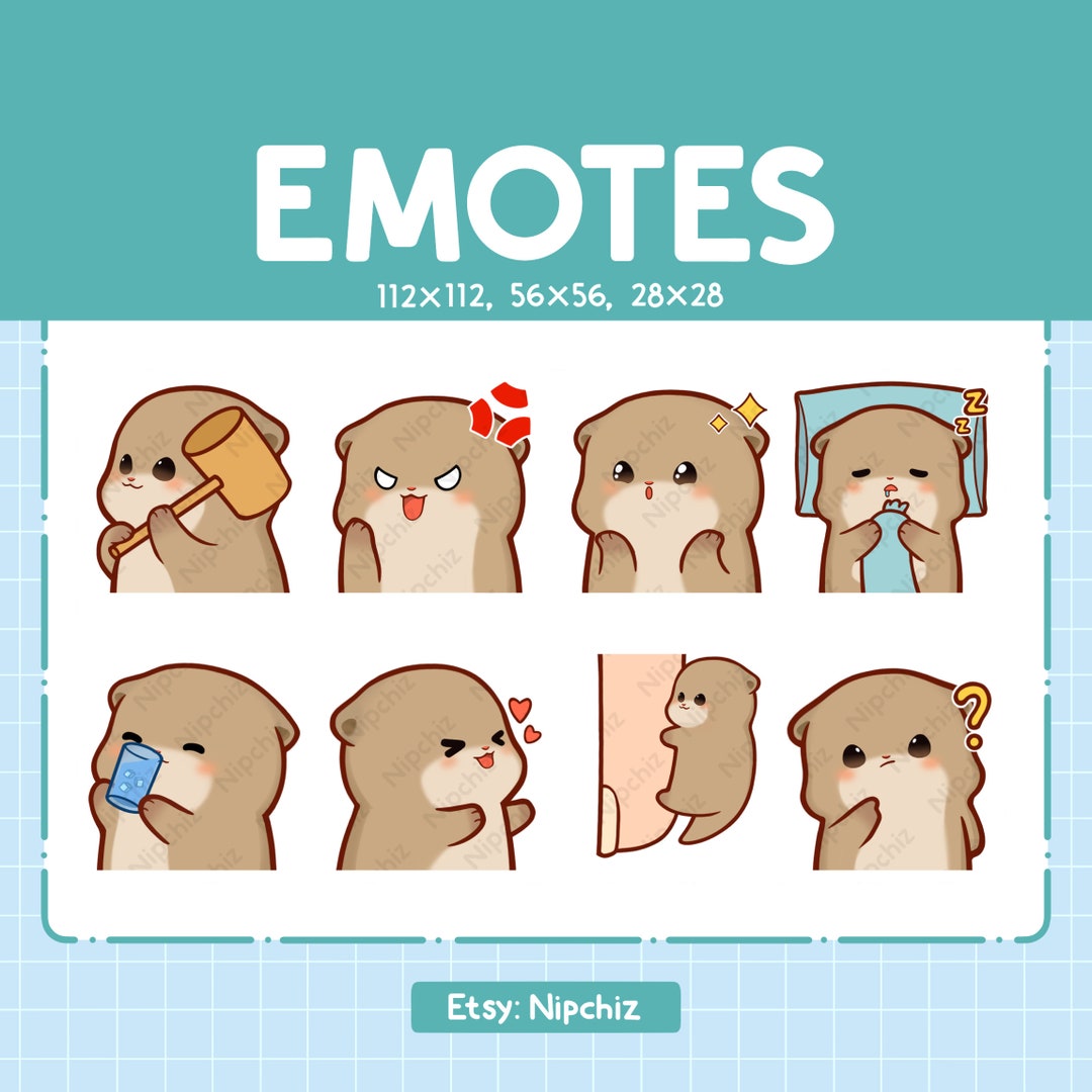Chibi Otter Emotes for Streamer 8 Kawaii Cute Otter - Etsy