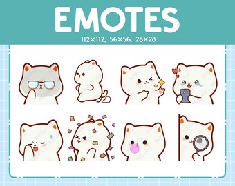 White Cat Emotes Pack 5 / for Twitch Emote Discord Emote - Etsy