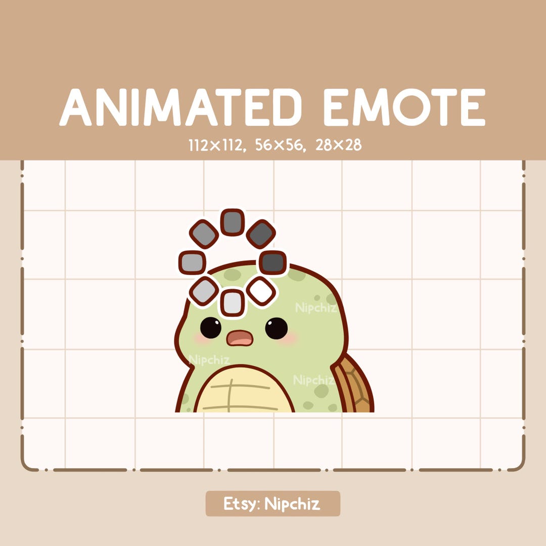 Animated Emote Cute Turtle Confused Showed by a Loading Sign - Funny ...