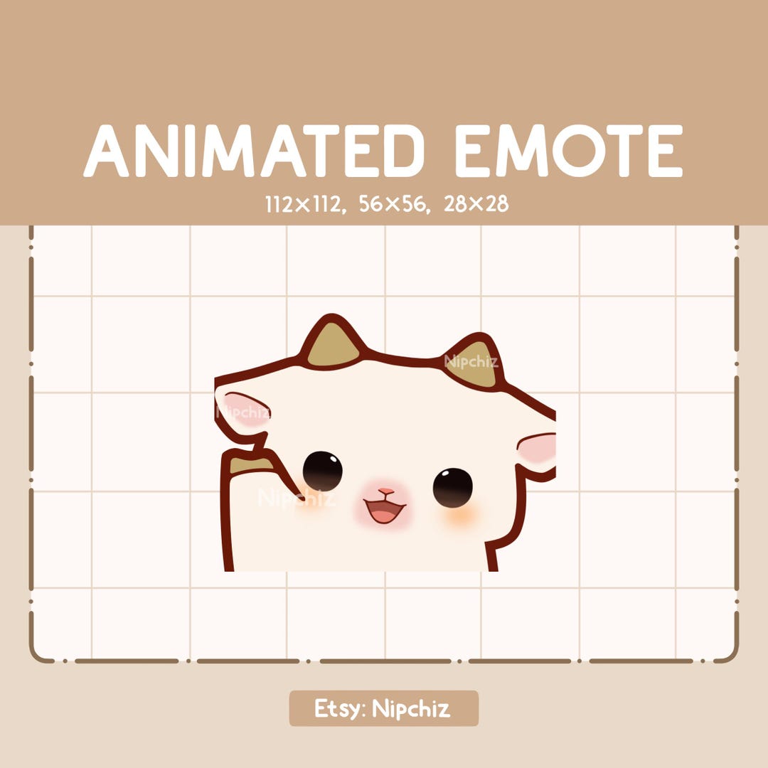 Animated Emote Cute White Goat Waving - Hello Emote - Hi Emote - Emote ...